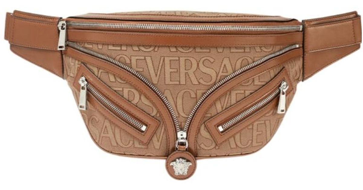 Versace Allover-Print Belt Bag in Brown for Men | Lyst