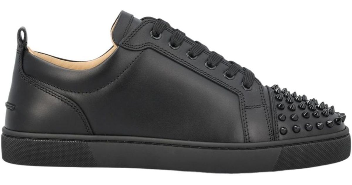 Christian Louboutin Stud Detailed Lace-Up Sneakers in Black for Men ...