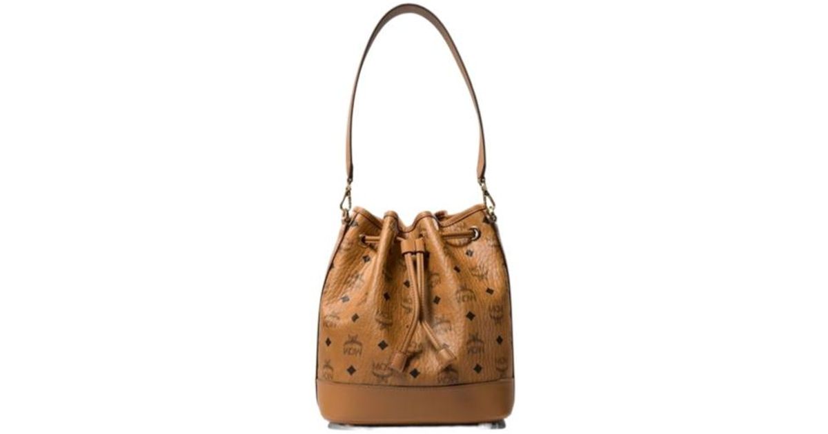 MCM Hogan Dessau Monogram Printed Bucket Bag in Brown | Lyst