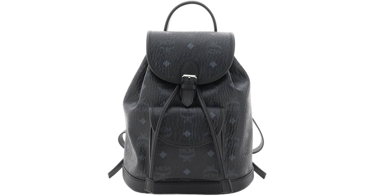 MCM Aren Visetos Logo Backpack in Black | Lyst