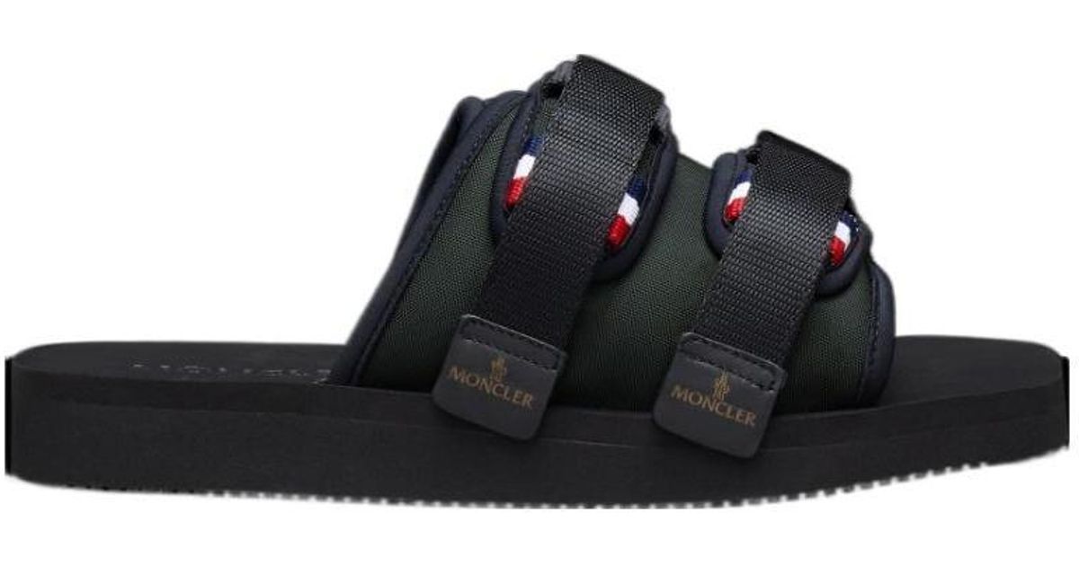 Moncler Logo Classic Details Slippers in Black for Men | Lyst