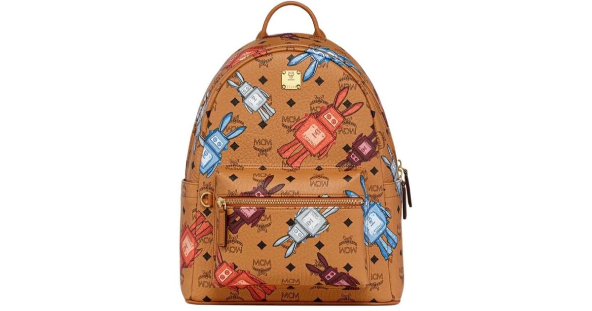 MCM Stark Vi Printed Backpack in Orange for Men | Lyst