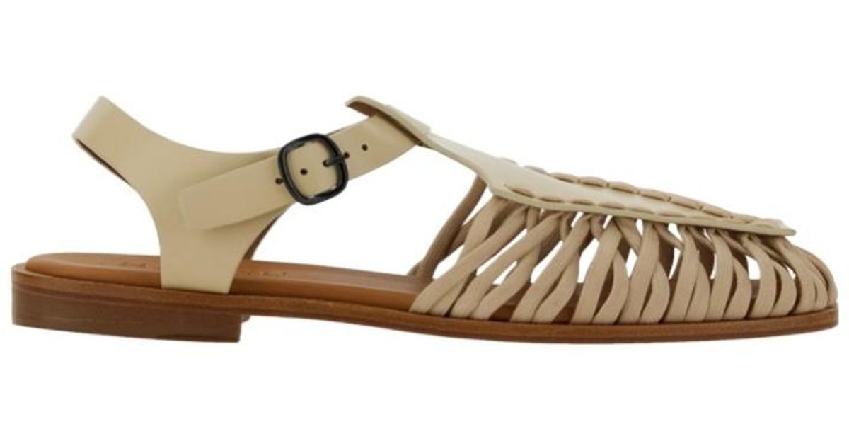Hereu Logo Flat Sandals in Brown | Lyst