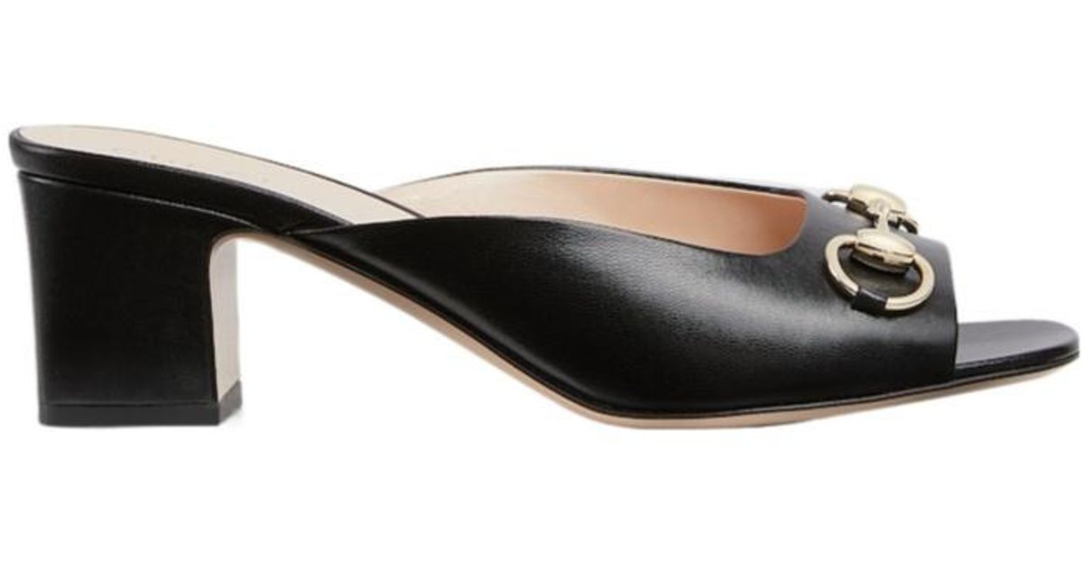Gucci 60Mm Horsebit Leather Mules in Black | Lyst