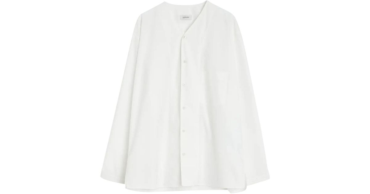 Lemaire V Neck Shirt in White for Men | Lyst