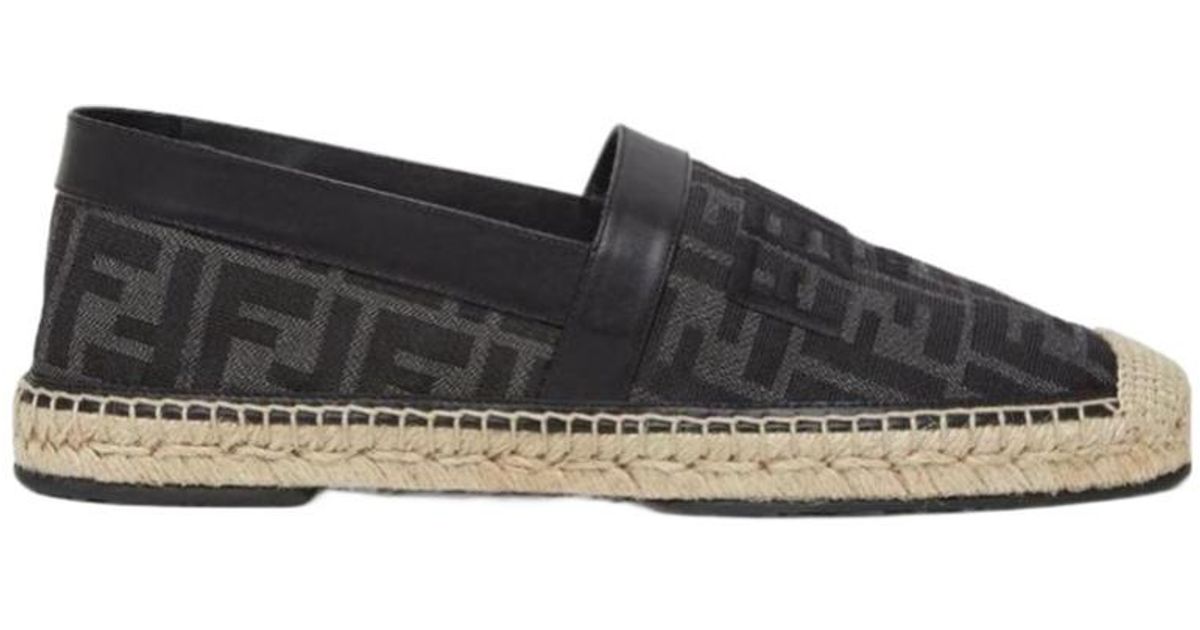 Fendi Ff-Motif Print Flat Espadrilles in Black for Men | Lyst