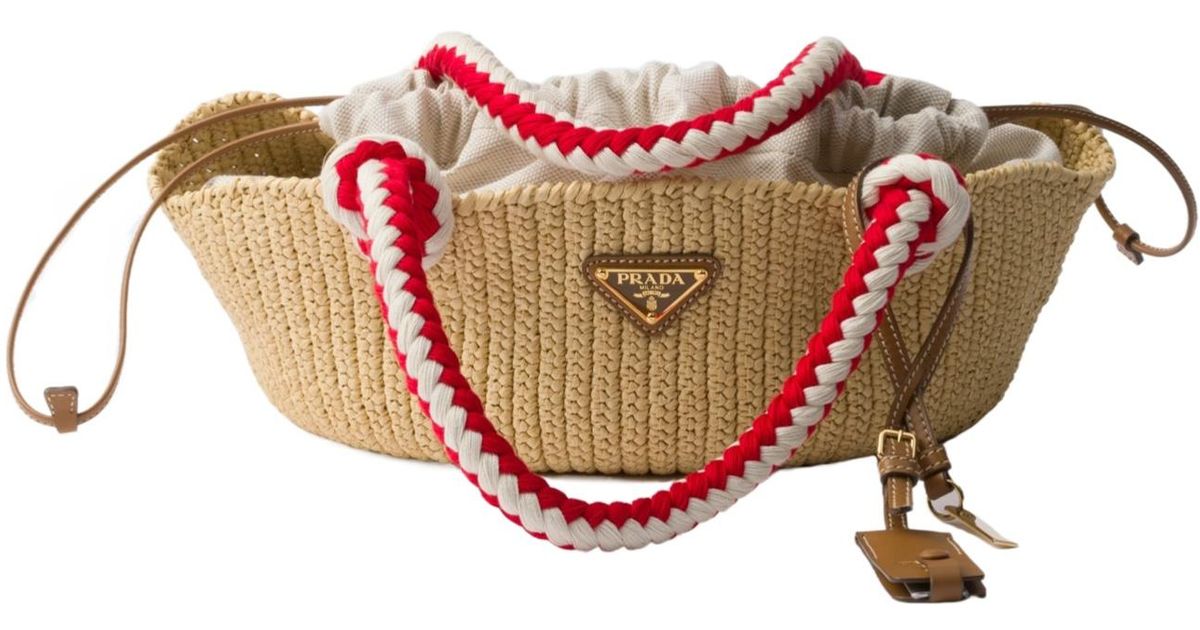 Prada Small Crochet Top-Handle Bag in Pink | Lyst