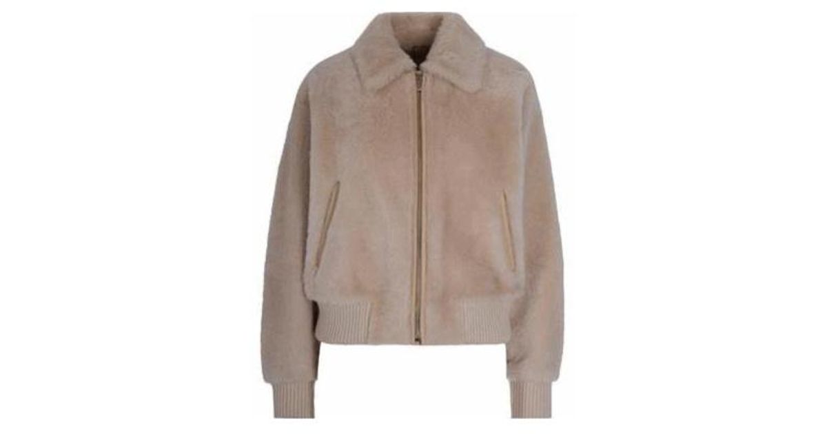 Max Mara Studio Aloa Zip-Up Coat in Brown | Lyst