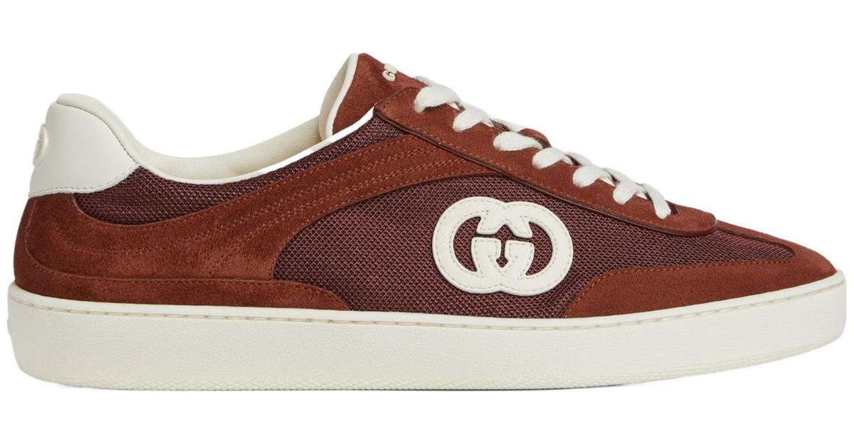 Gucci Interlocking G Mesh Sneakers in Brown for Men | Lyst