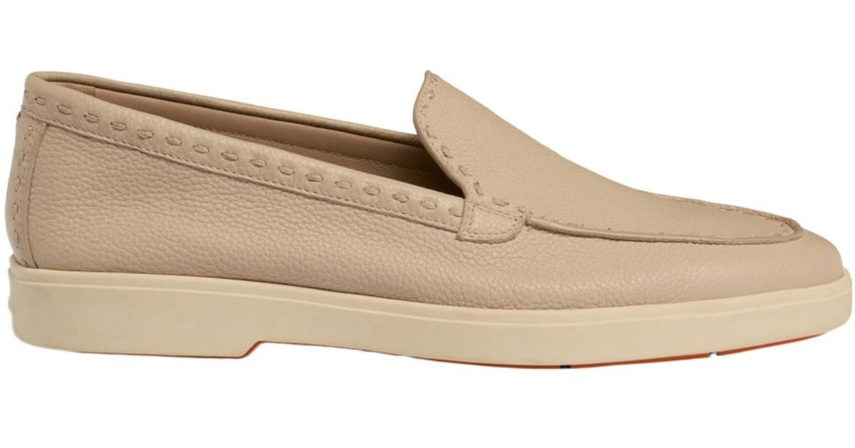 Santoni Moccasin Slippers in Natural | Lyst