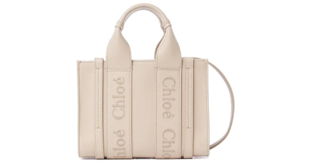 Chloé Mini Woody Tote Bag in Natural | Lyst