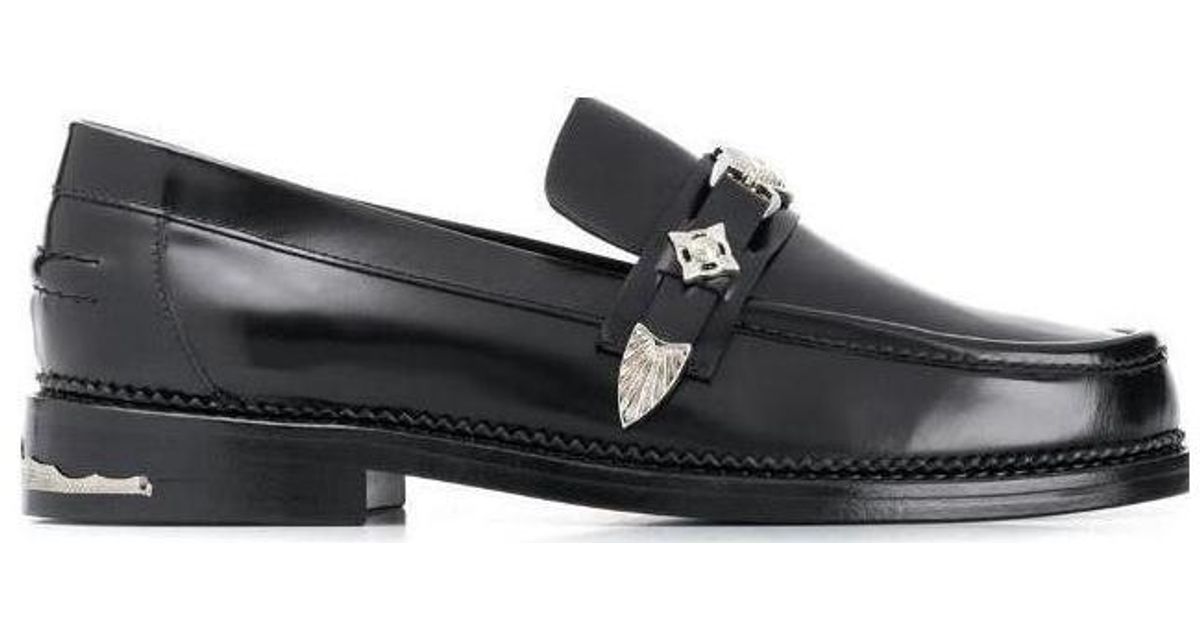 Toga Virilis Metallic-Buckle Leather Loafers in Black for Men | Lyst
