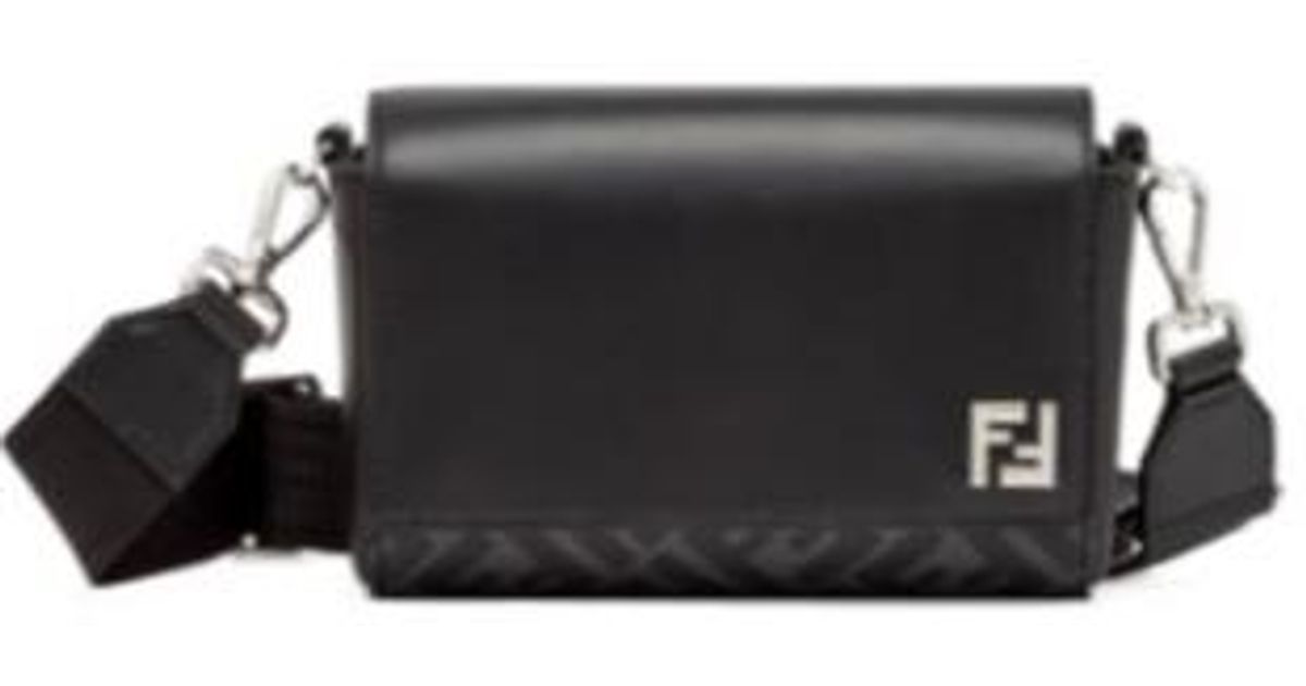Fendi Logo Plaque Crossbody Bag in Black for Men | Lyst