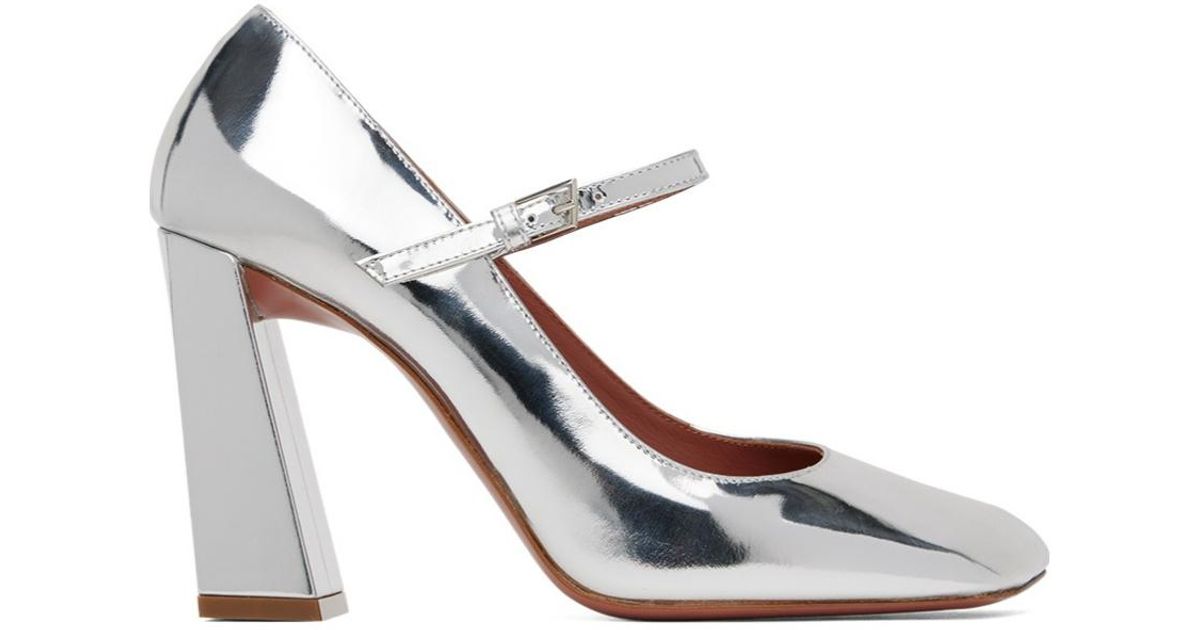 AMINA MUADDI Mary Jane Shallow-Mouth High Heels in White | Lyst