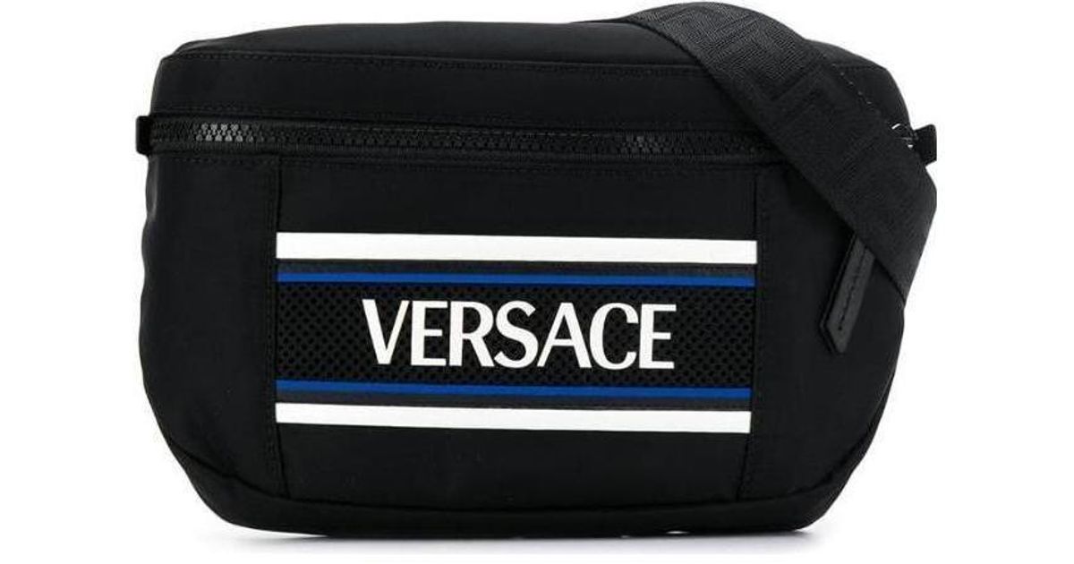 Versace Contrast Logo Belt Bag in Black for Men | Lyst