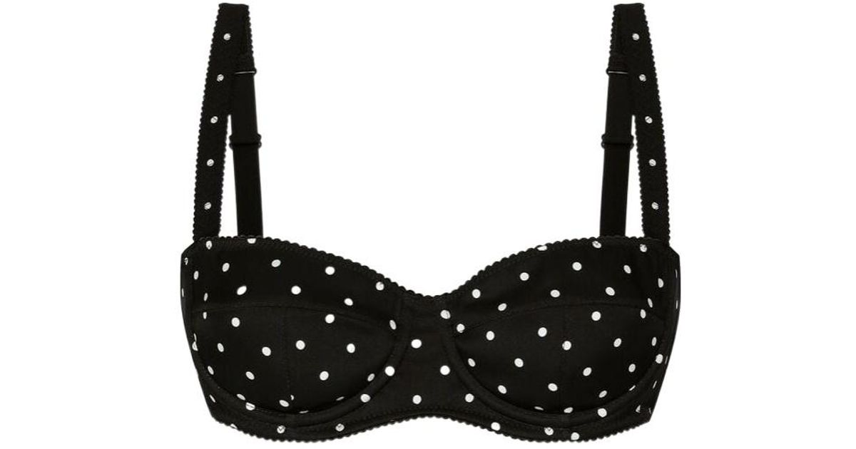 Dolce & Gabbana Polka Dot-Print Balconette Bra in Black | Lyst