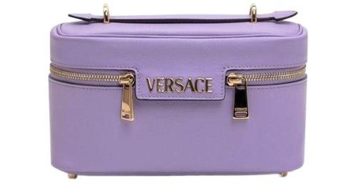 Versace Tag Zipped Vanity Bag in Purple | Lyst