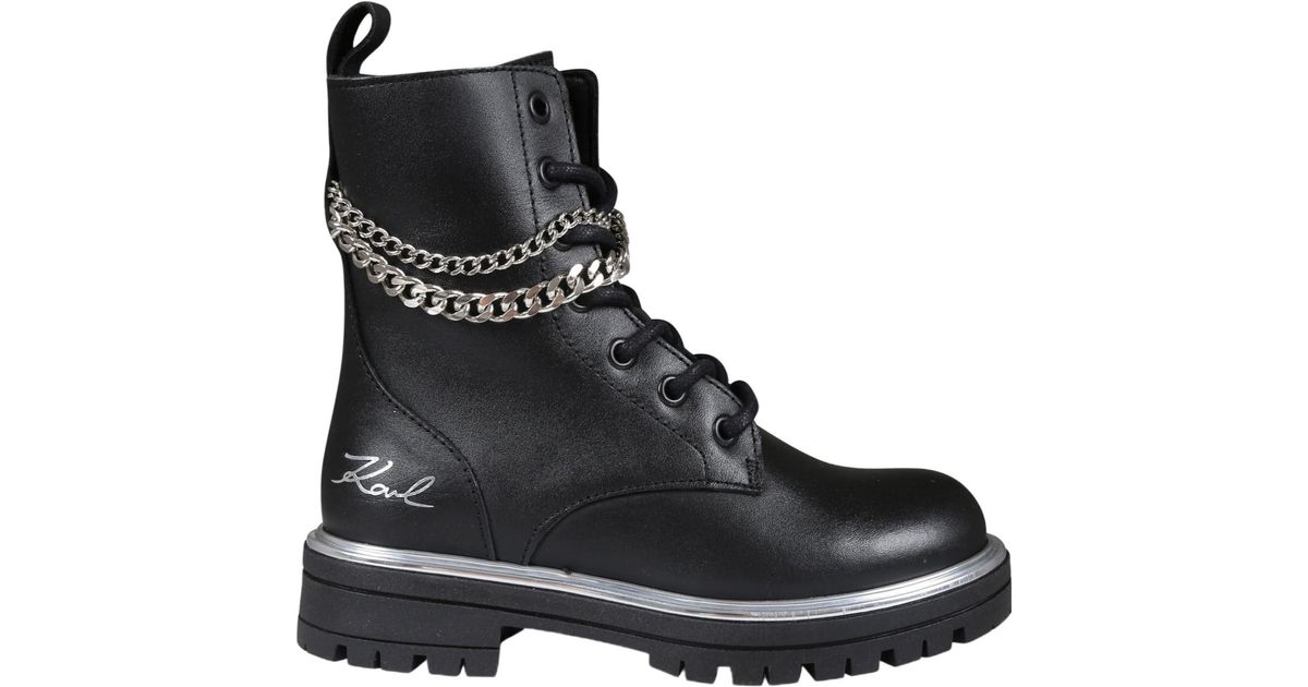 Karl Lagerfeld Round-Headed Martin Boots in Black | Lyst