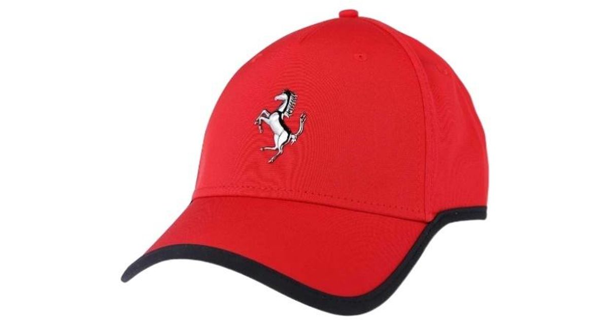 Ferrari Logo-Plaque Detail Baseball Cap in Red for Men | Lyst