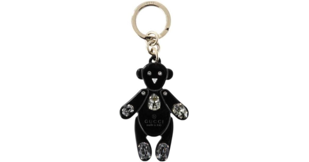 Gucci Crystal Teddy Bear Keychain in Black | Lyst