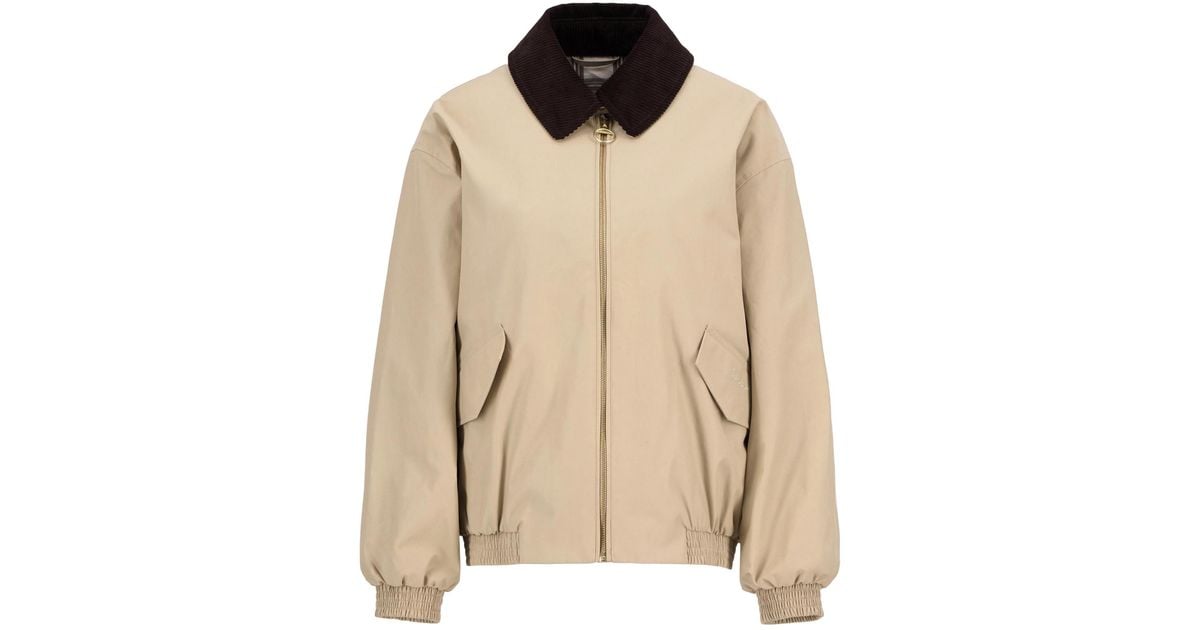 Barbour The Edit By Alexa Anna Showerproof Bomber Jacket in Natural | Lyst