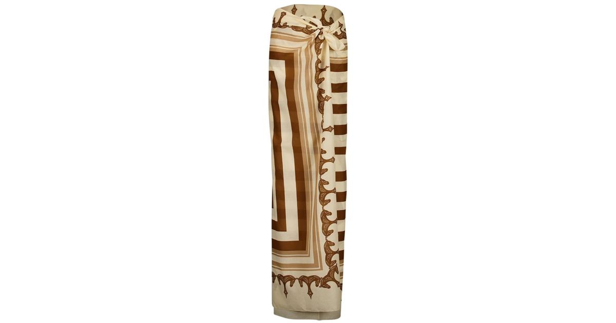 Johanna Ortiz Palm-Tree Striped Pareo in Metallic | Lyst