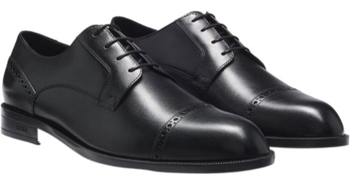 BOSS Boss Logo Detailed Lace-Up Shoes in Black for Men | Lyst UK