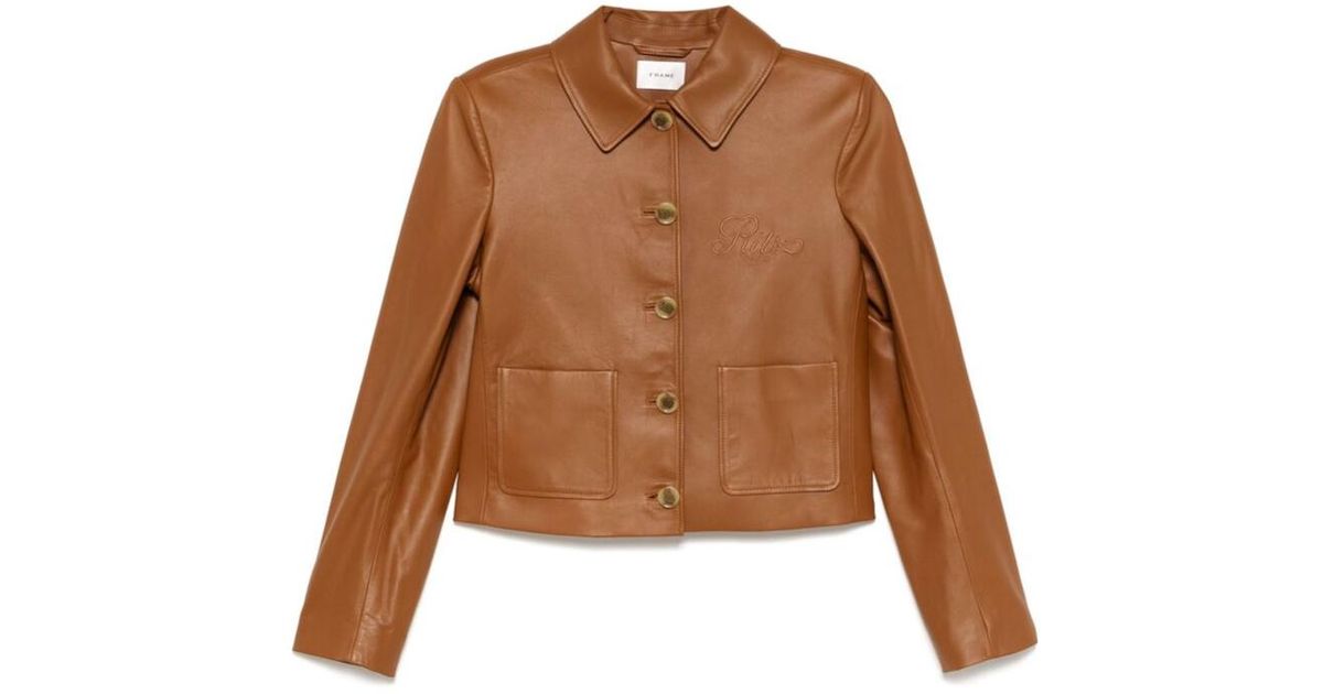 FRAME X Ritz Paris Leather Jacket in Brown | Lyst