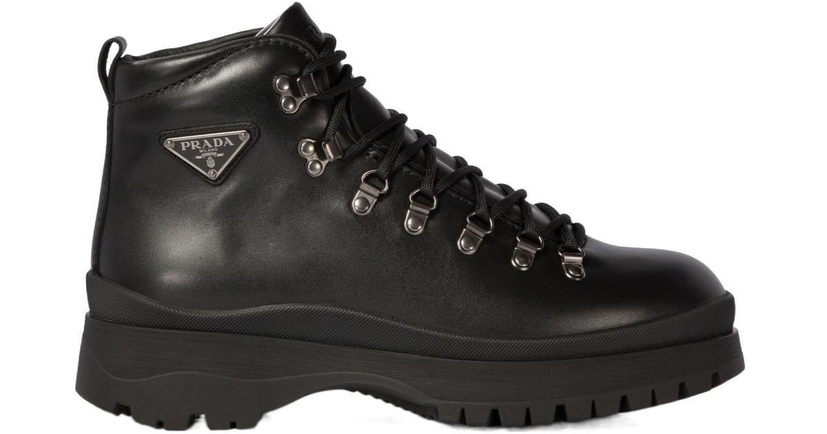 Prada Brixxen Leather Booties in Black for Men | Lyst