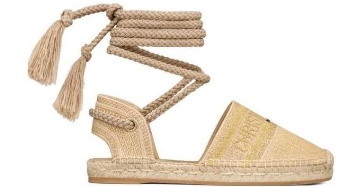 Dior Lace Straw Shoes in Metallic | Lyst