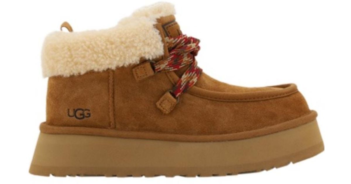 UGG Funkarra Cabin Shearling-Detail Boots in Brown | Lyst