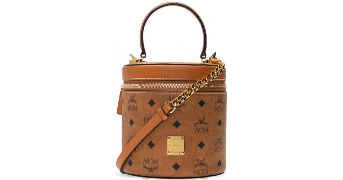 MCM Visetos Bucket Bag in Brown | Lyst