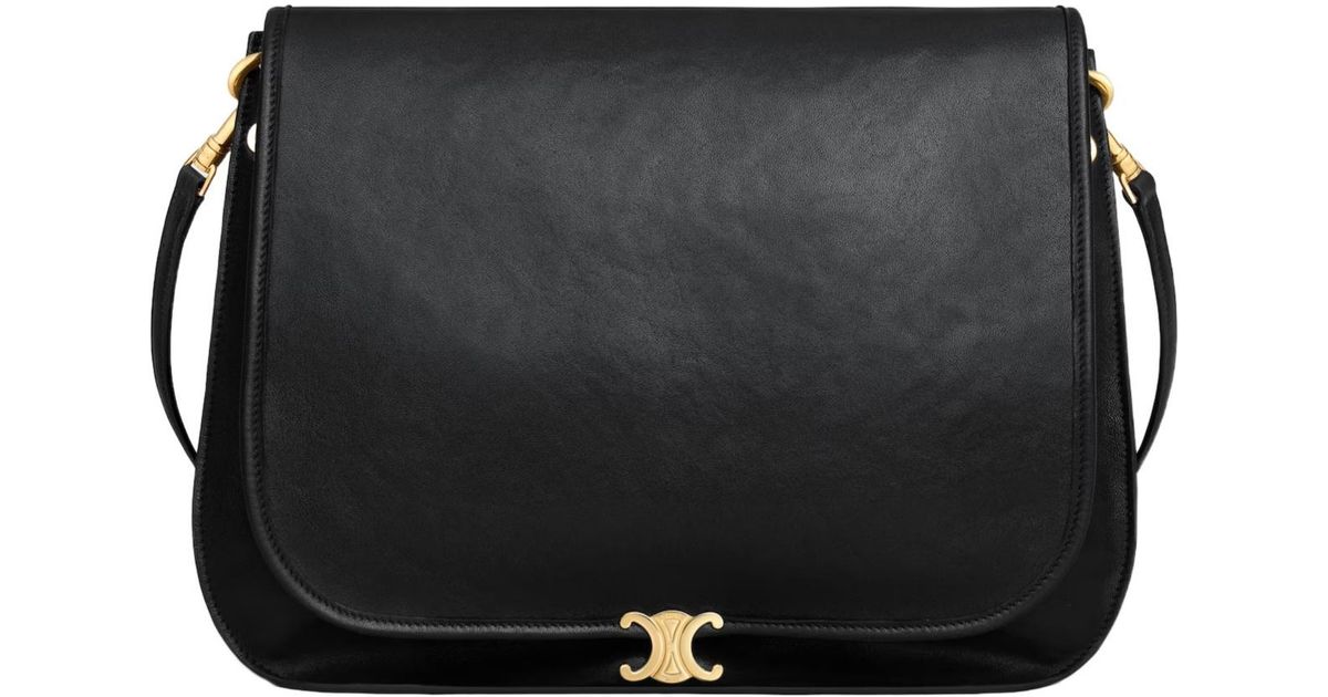 Celine Soft Triomphe Besace in Black | Lyst