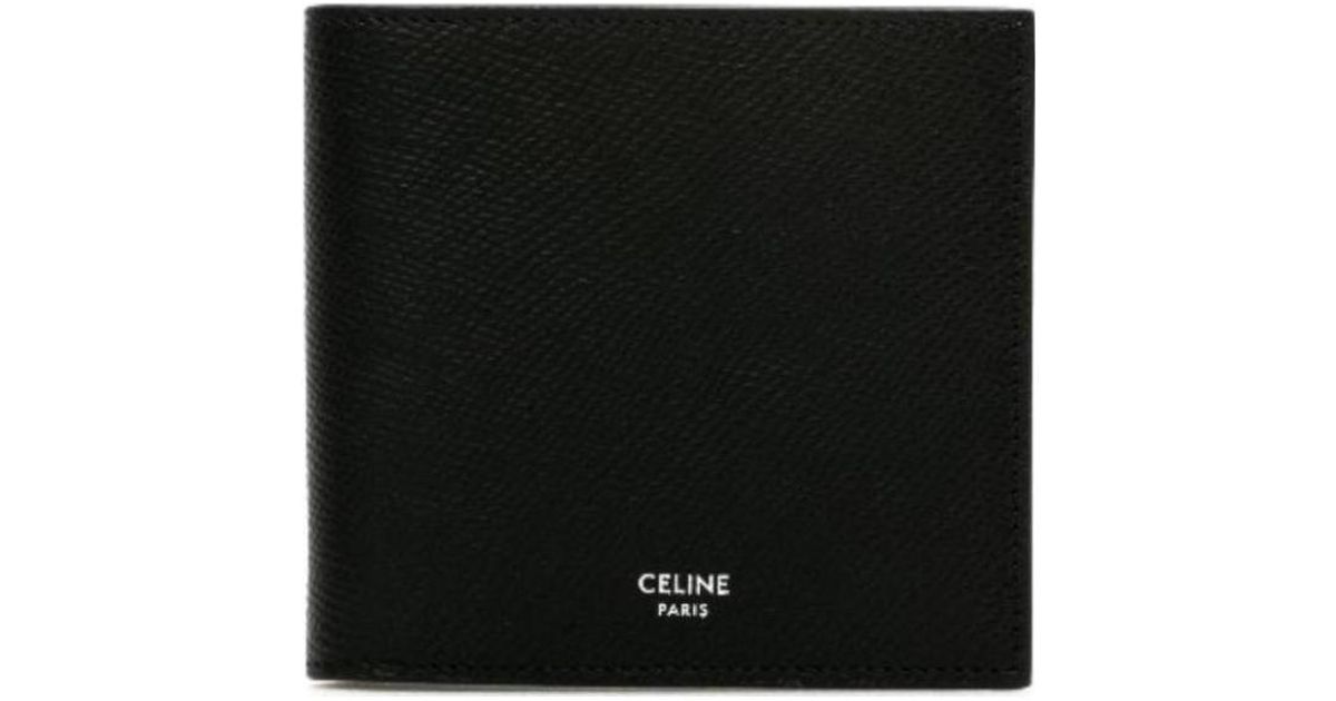Celine Grain Beef Leather Double-Folded Wallet in Black for Men | Lyst