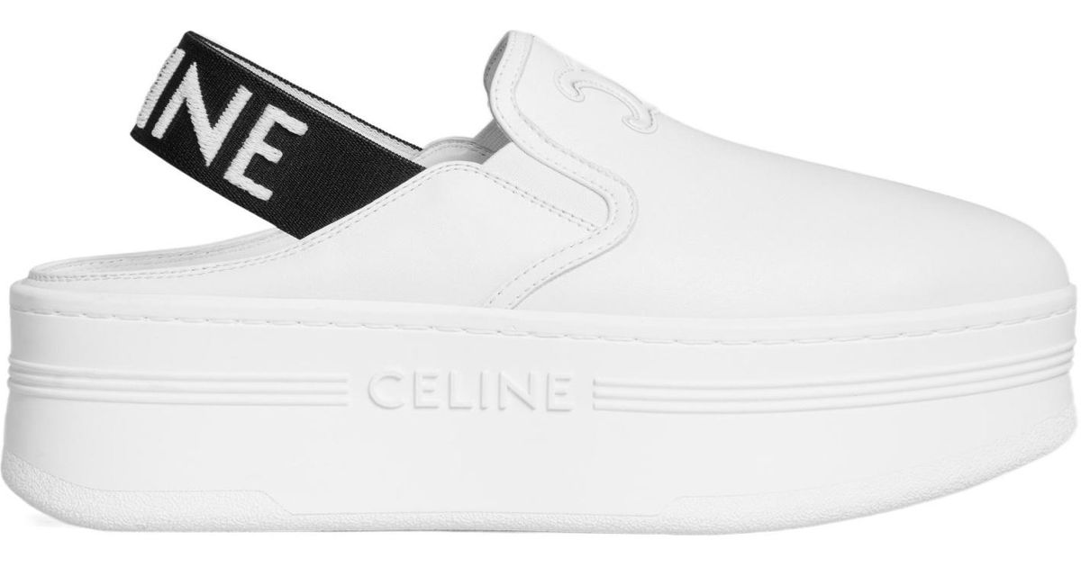 Celine Block Wedge Mule in White | Lyst