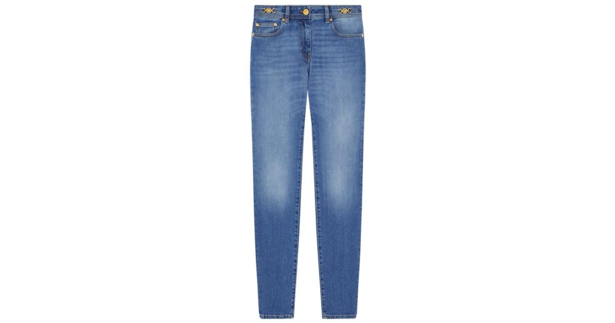 Versace Tapered Leg Jeans in Blue | Lyst