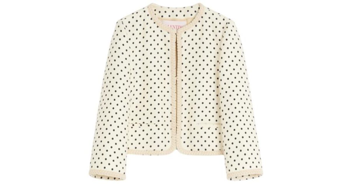 Valentino Supergran Polka Dot Printed Blazer in Natural | Lyst