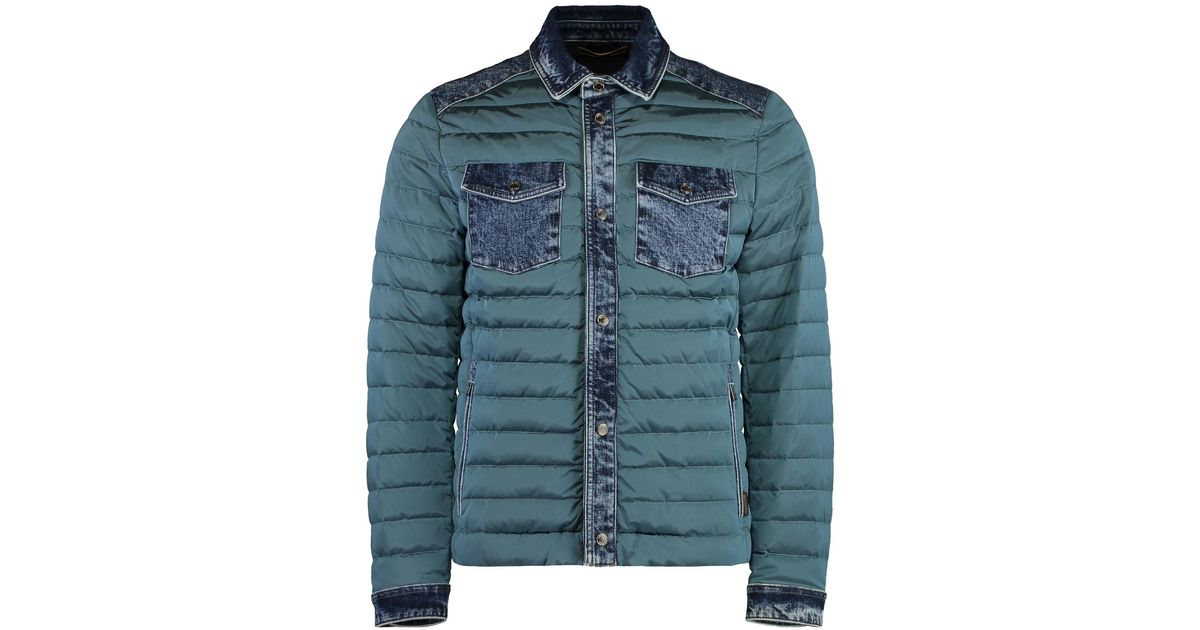 Moorer Crespi Denim-Trim Down Jacket in Blue for Men | Lyst
