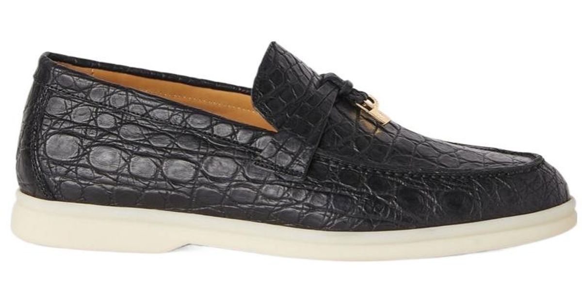 Loro Piana Summer Charms Walk Mokasin Shoes in Black | Lyst