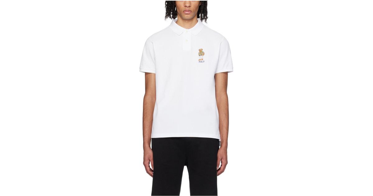 Polo Ralph Lauren Logo Pattern Polo Shirt in White for Men | Lyst
