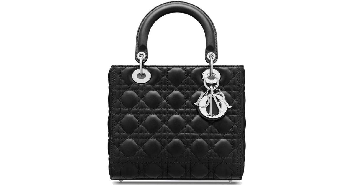 Dior Lady Medium Rattan Check Shoulder Bag in Black | Lyst