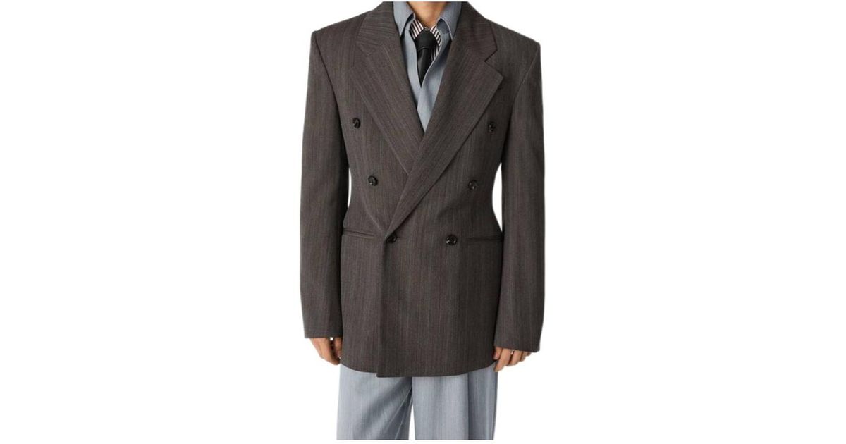 Bottega Veneta Wool Subtle Stripe Jacket in Gray for Men | Lyst