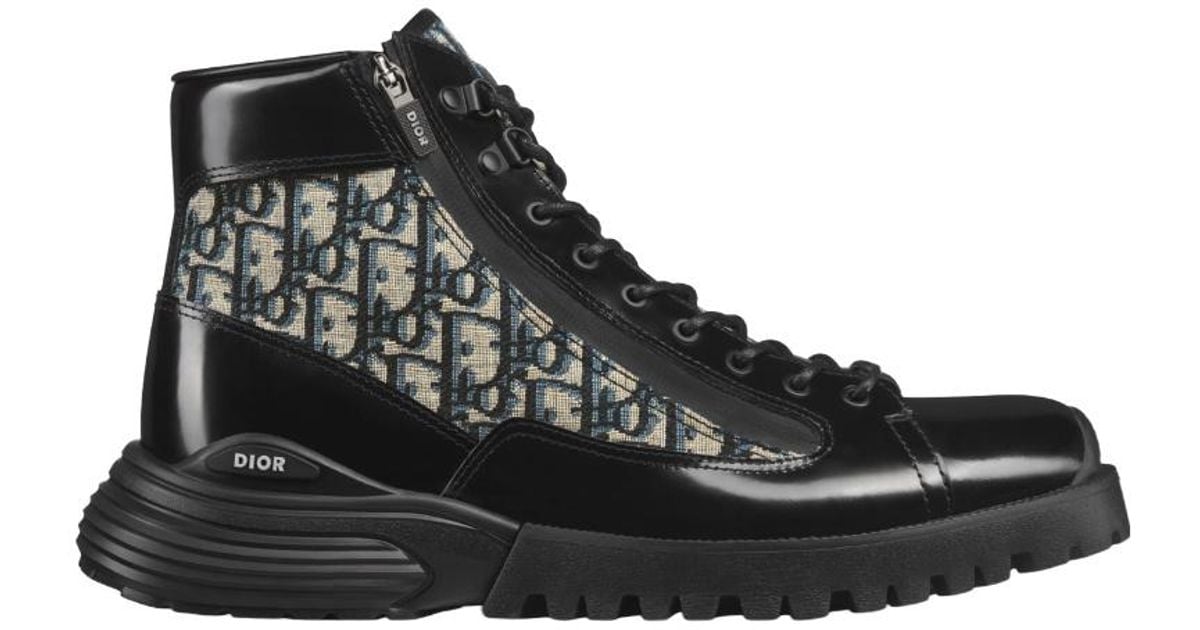 Dior Homme Monogrammed Lace-Up Boots in Black for Men | Lyst