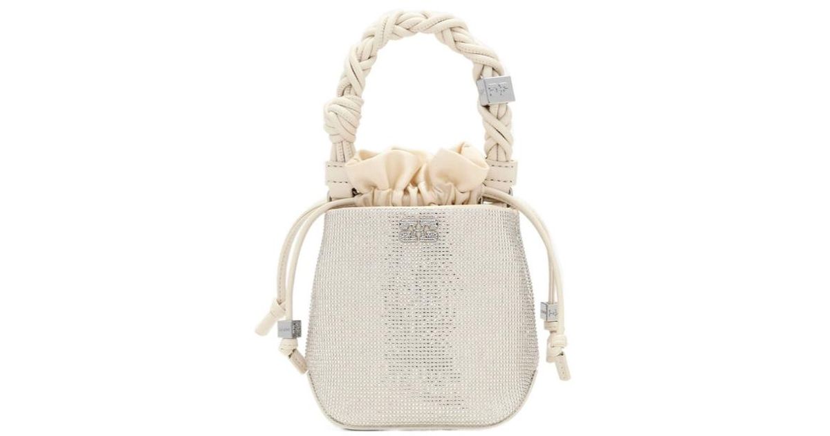 Ganni Off- Mini Bou Bucket Bag in White | Lyst