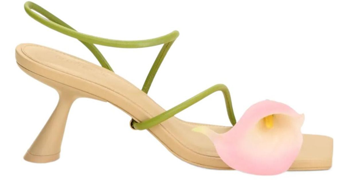 Cult Gaia Ria Calla Lily Leather Comma-Heel Sandals in Natural | Lyst