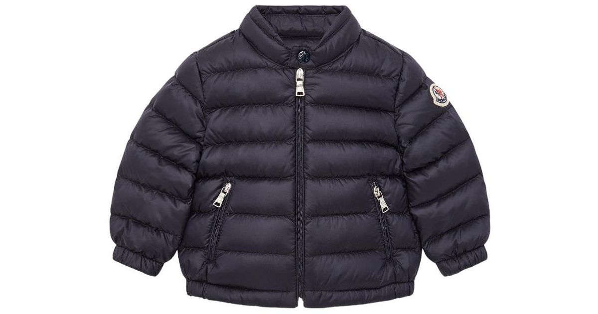 Moncler Acorus Logo Affixed Down Jacket in Blue | Lyst