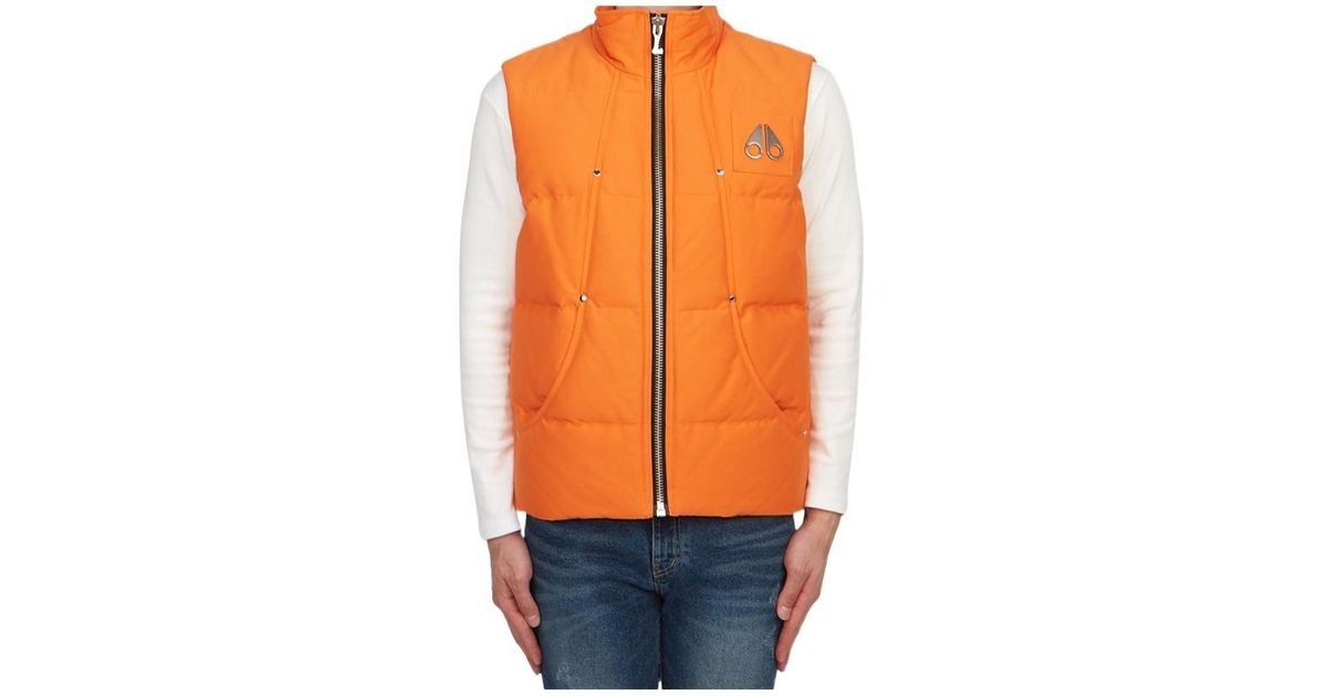 Moose Knuckles Montreal Logo-Plaque Padded Gilet in Orange for Men | Lyst