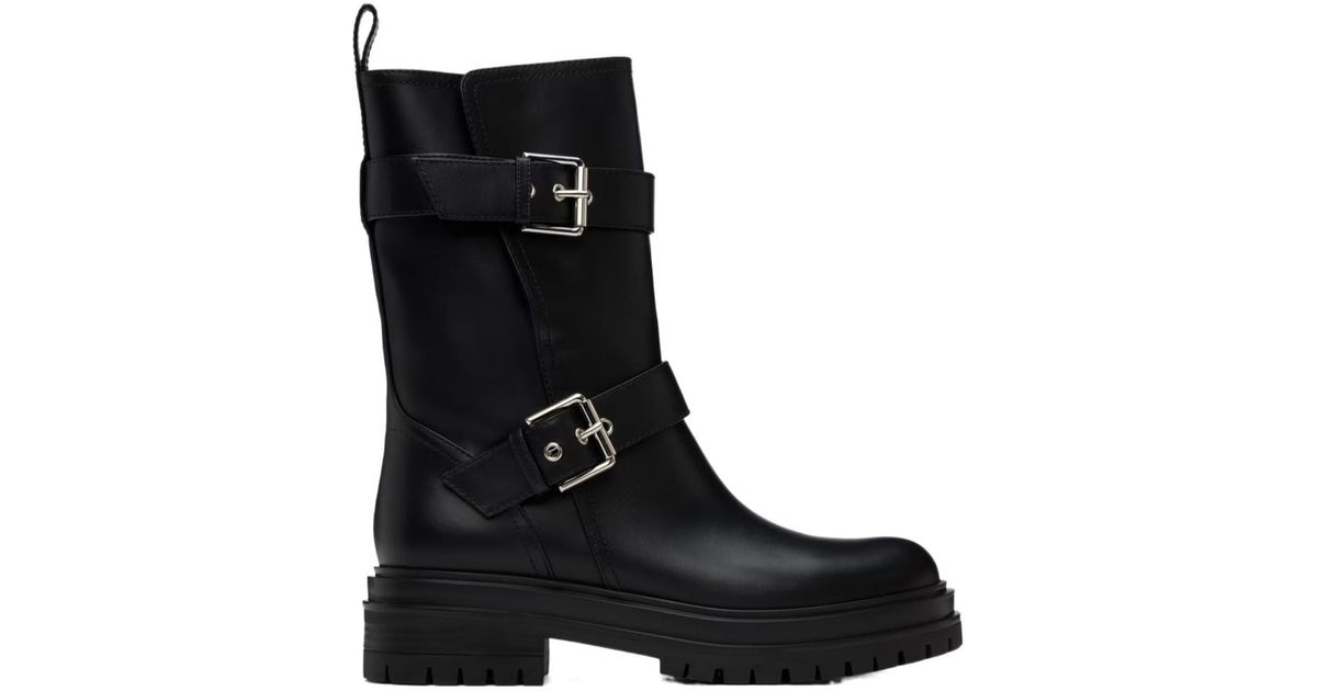 Gianvito Rossi Amphibian Buckled Ankle Boots in Black | Lyst