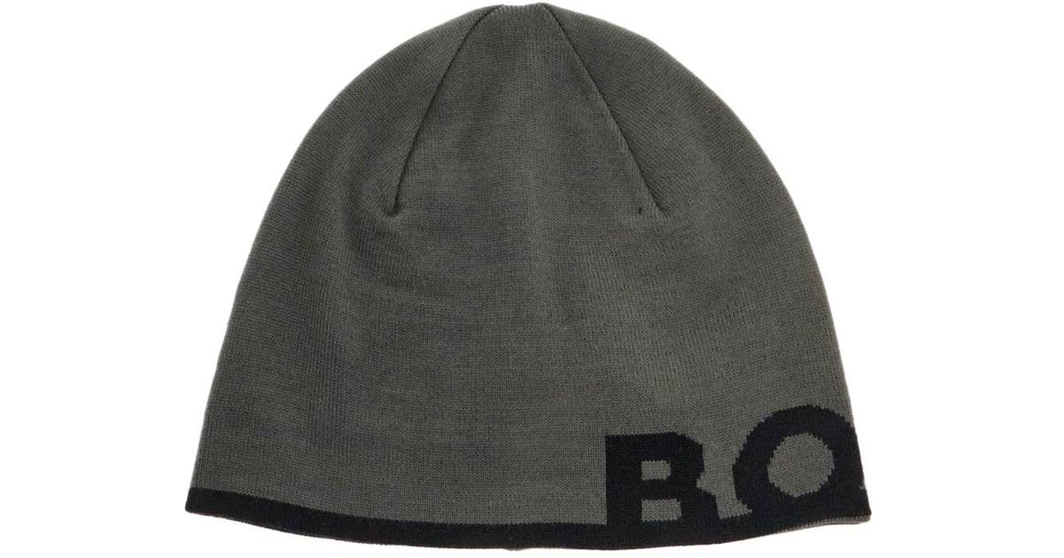 BOSS Rib Hat in Gray for Men | Lyst