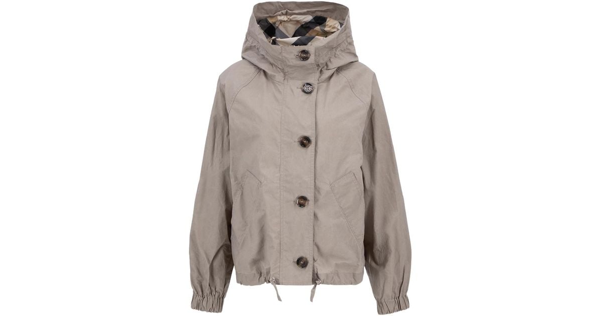 Barbour Jacket With Buttons And Hood in Gray | Lyst